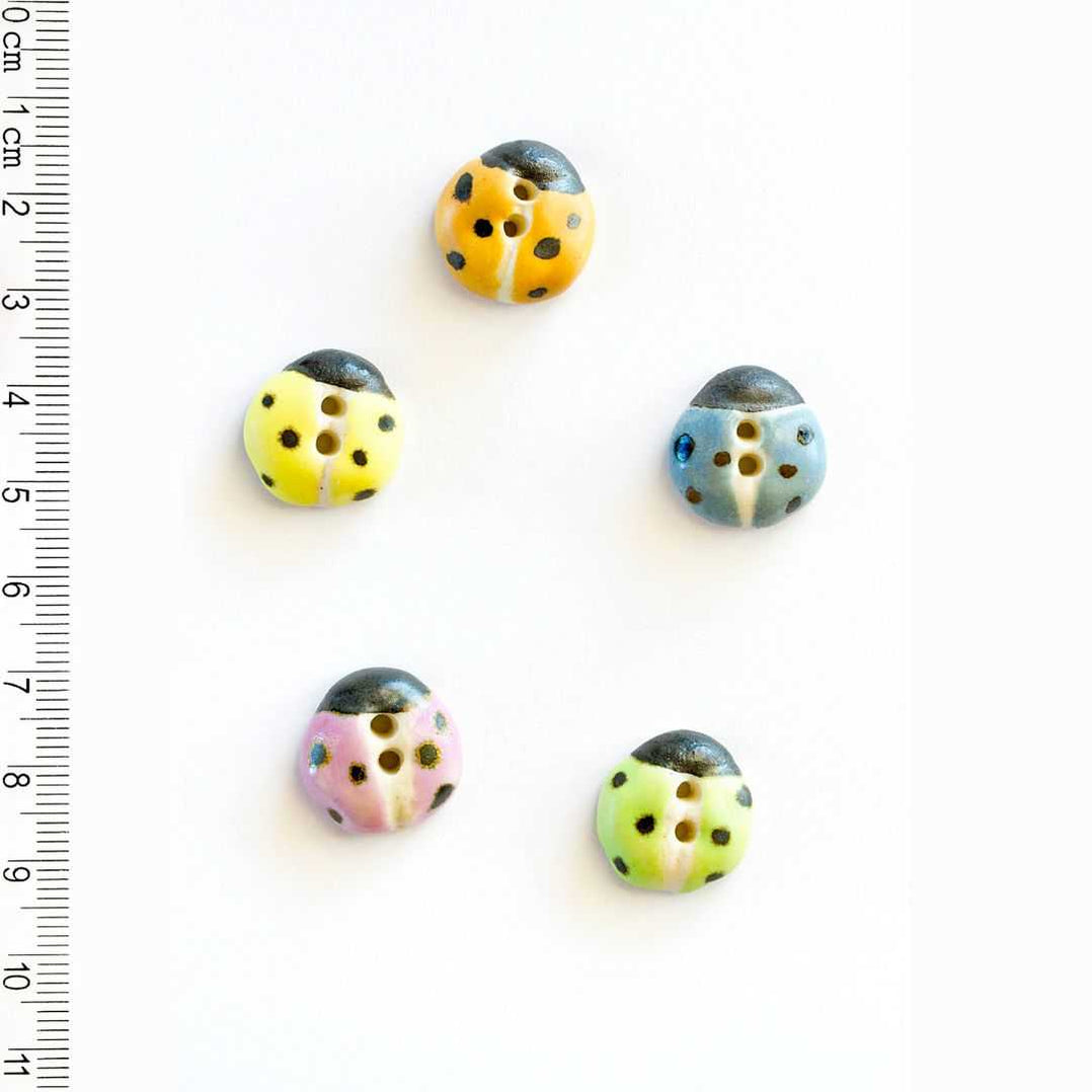 Handmade Buttons Ladybirds - Set of 5 (L005) - Wild & Woolly Yarns